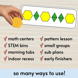 Growing Pattern Task Cards: Pattern Block Math Center Activity (digital ...