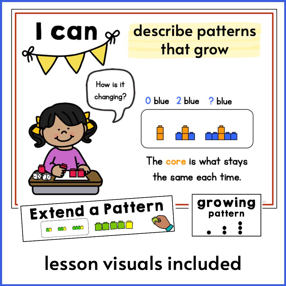 Growing Pattern Activities: Pattern Math Center | Growing Pattern Task ...