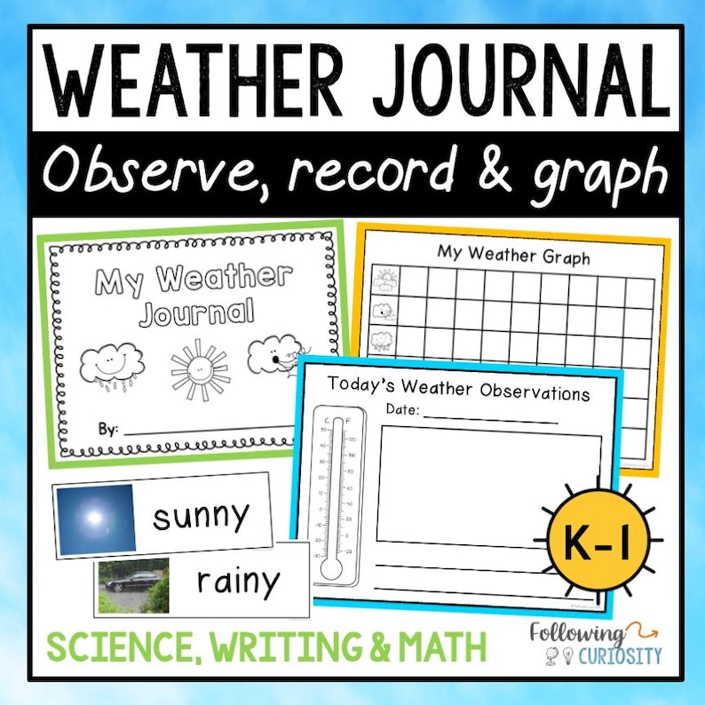 Printable Weather Journal: Kindergarten-1st Grade Weather Observation ...