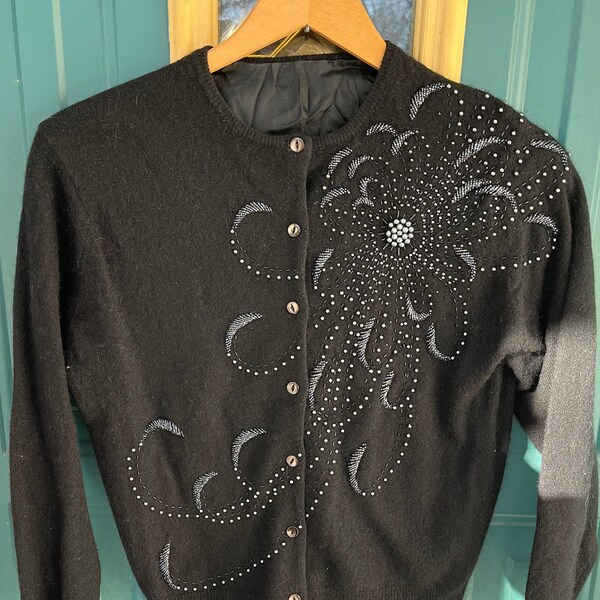 Black Beaded Sweater - Etsy