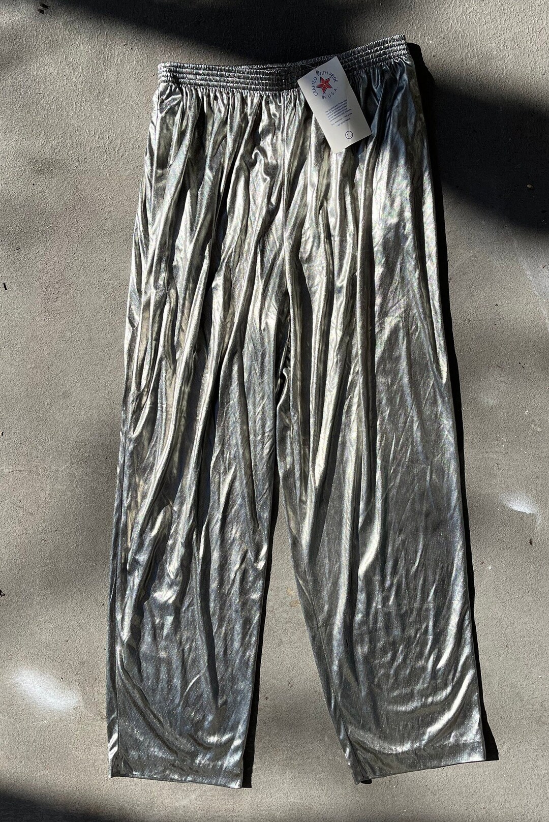 NOS Vintage AM Casuals Lori Elastic Waste Silver Pants - Etsy