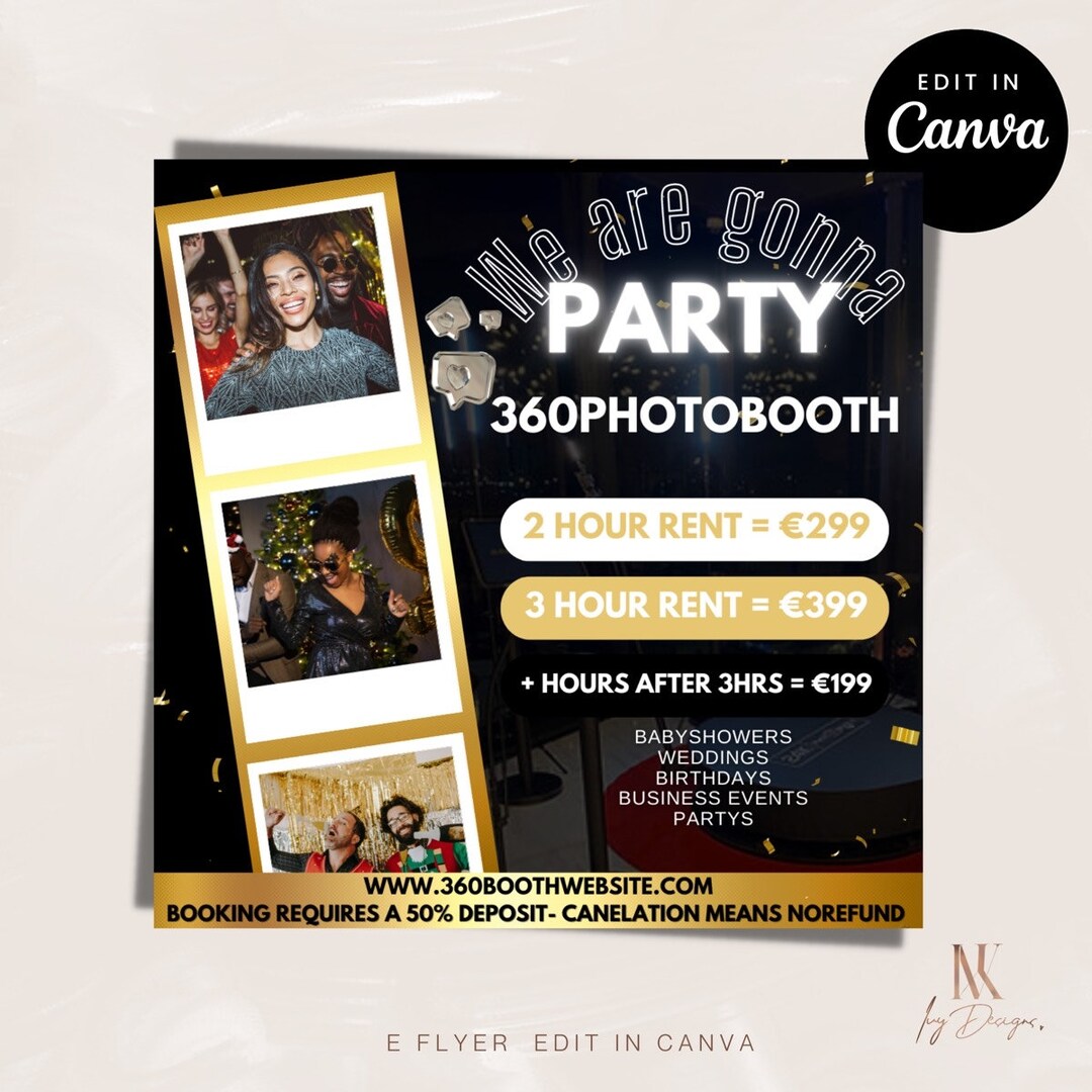 360photobooth Flyer 360 Photo Booth Rental Flyer | DIY Event ...
