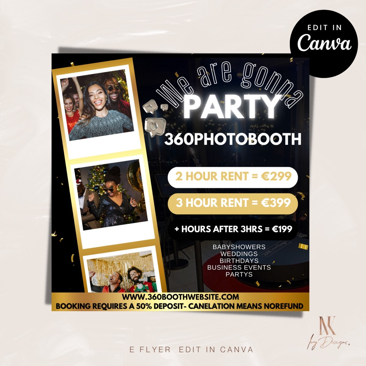 360photobooth Flyer 360 Photo Booth Rental Flyer | DIY Event ...