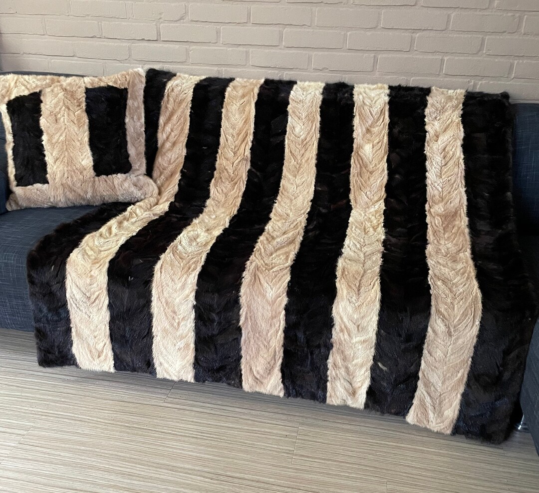 Recycled Real Mink Fur Throw With Matching Cushion - Etsy