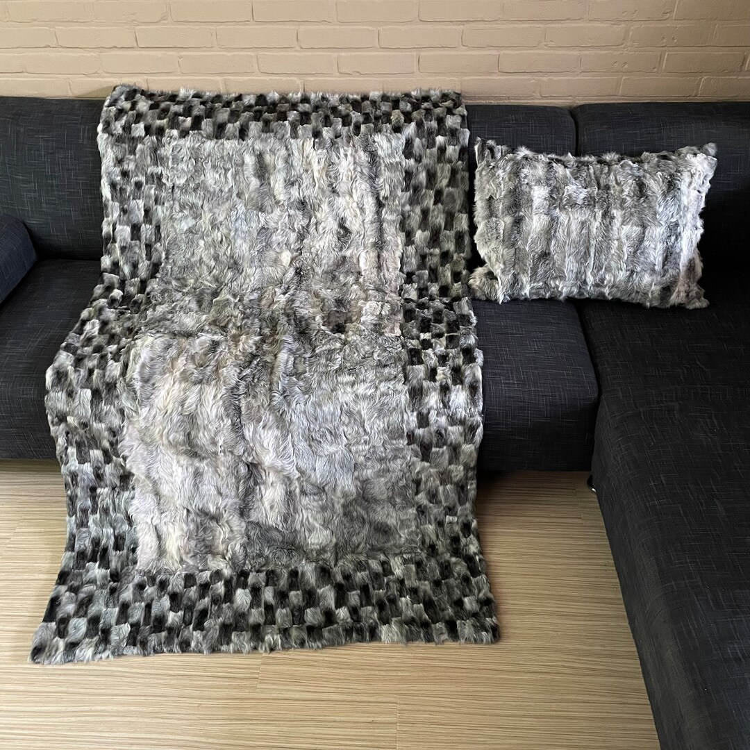 Recycled Real Fur Throw With Matching Cushion - Etsy