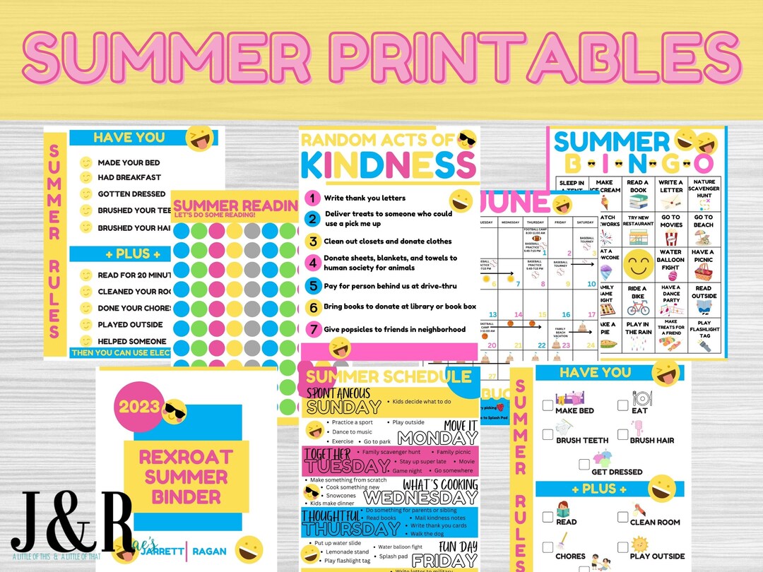 Editable Summer Planner for Kids, Summer Schedule, Summer Bucket List ...