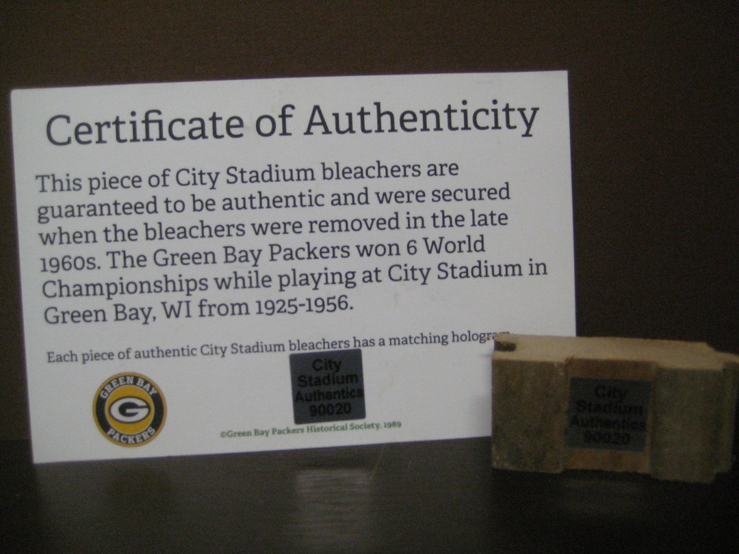 Green Bay Packers city Stadium 1925 1956 Team Certified Bleacher Seats ...