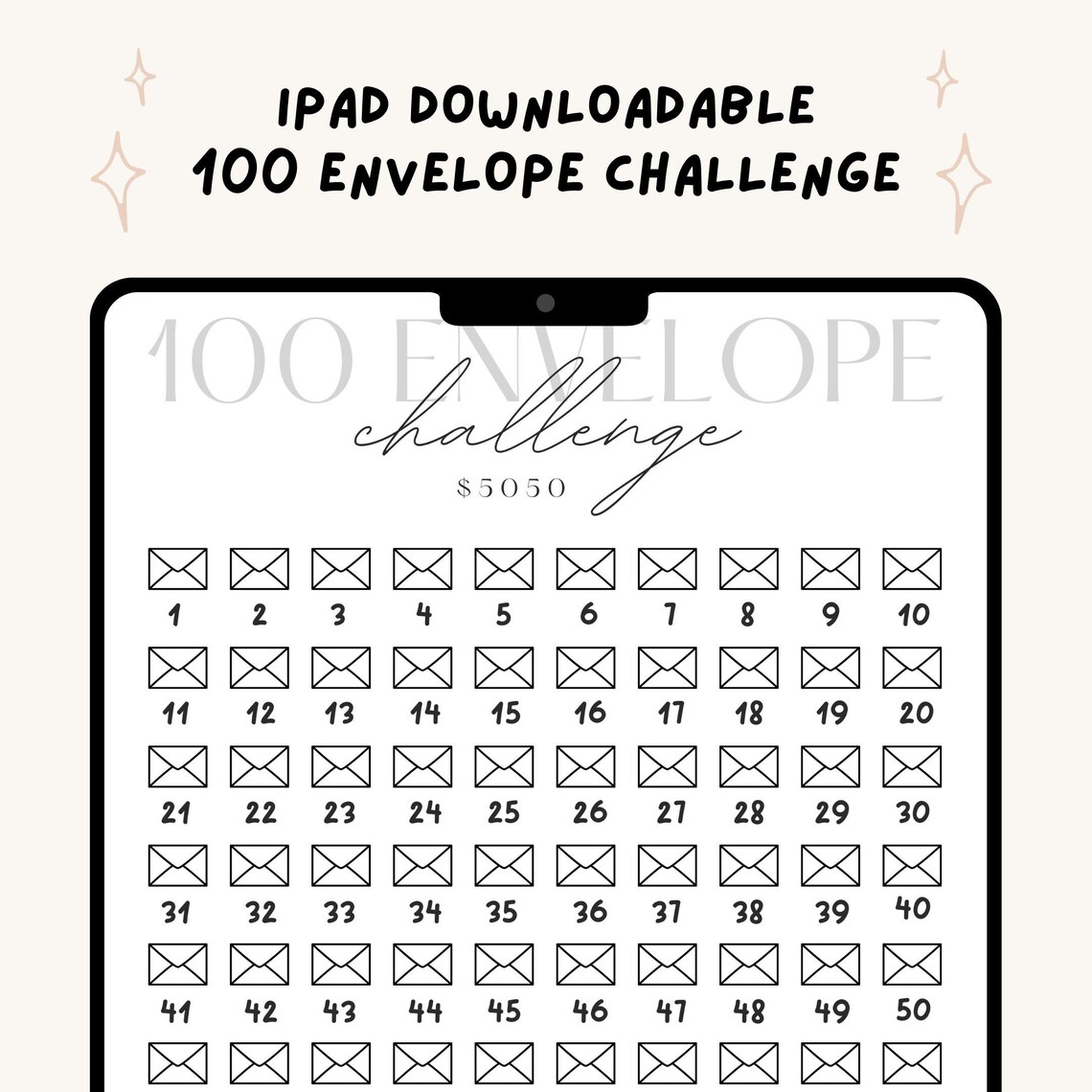 100 Envelope Challenge Downloadable Digital iPad Template, A4 Printable ...
