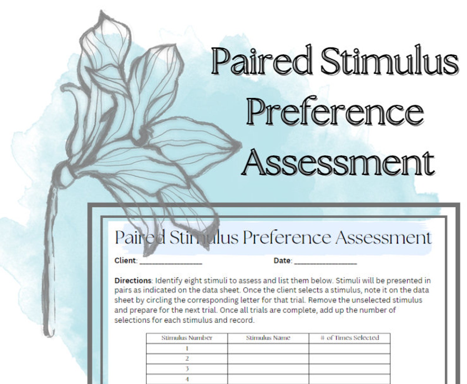Paired Stimulus Preference Assessment Datasheet With - Etsy