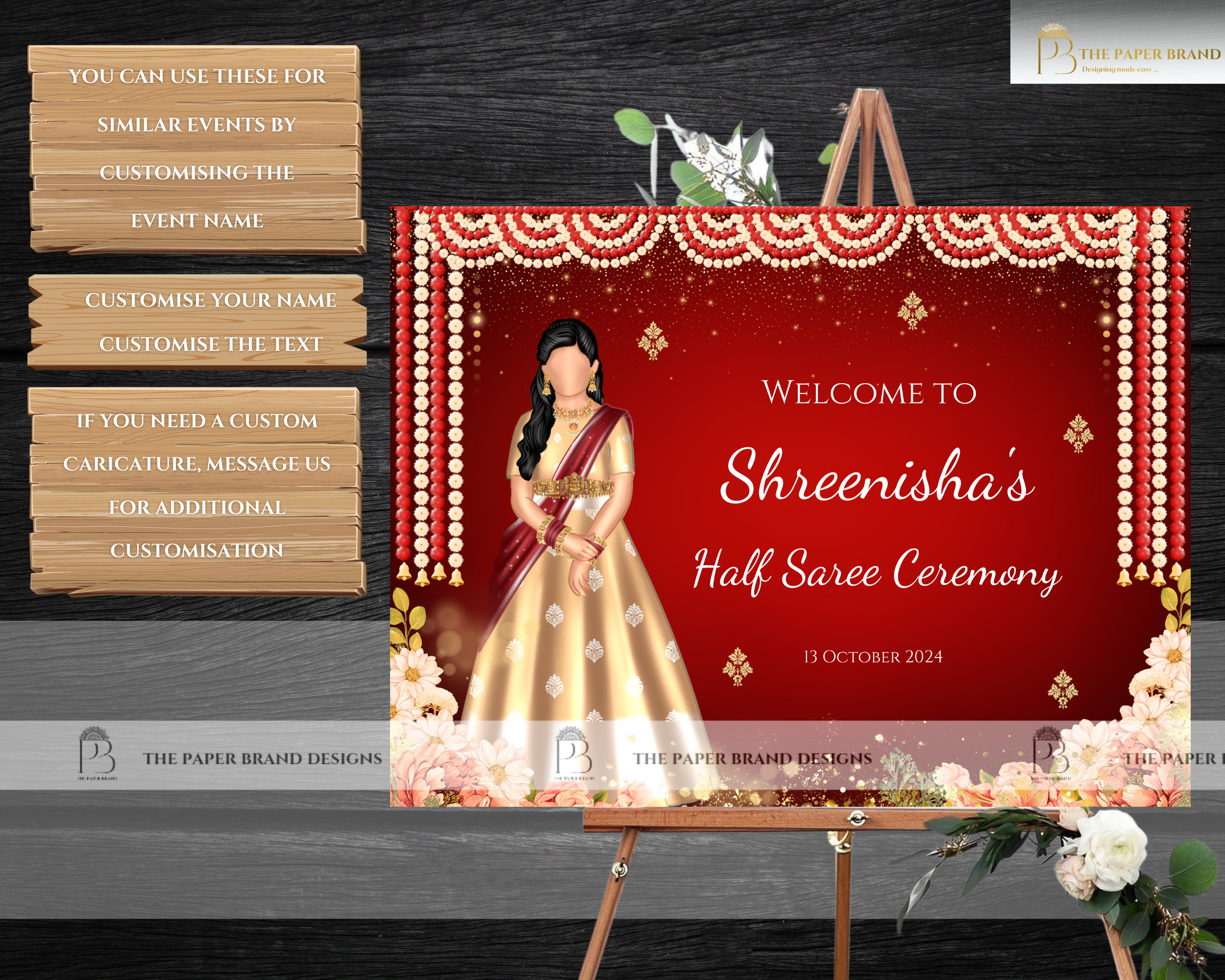 Half Saree Ceremony Poster, Half Saree Function Sign, Puberty ...