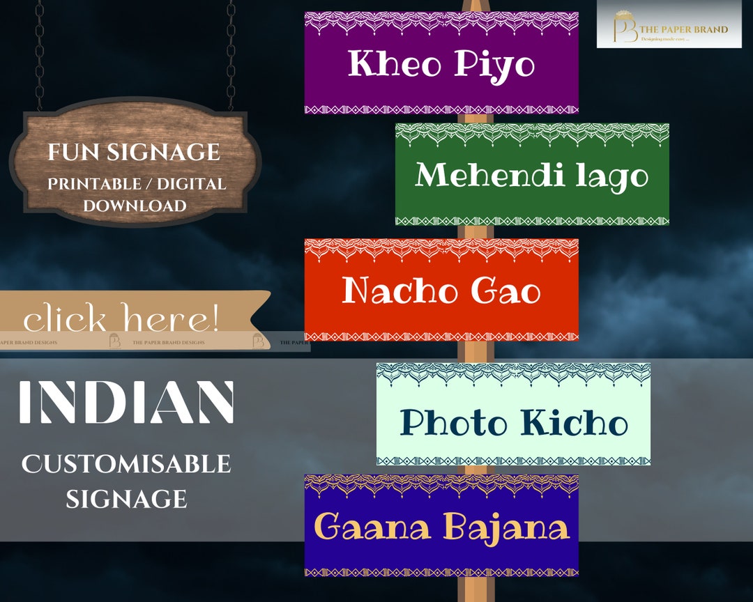 Indian Wedding Directional Signs ,indian Fun Wedding Signs , Indian ...
