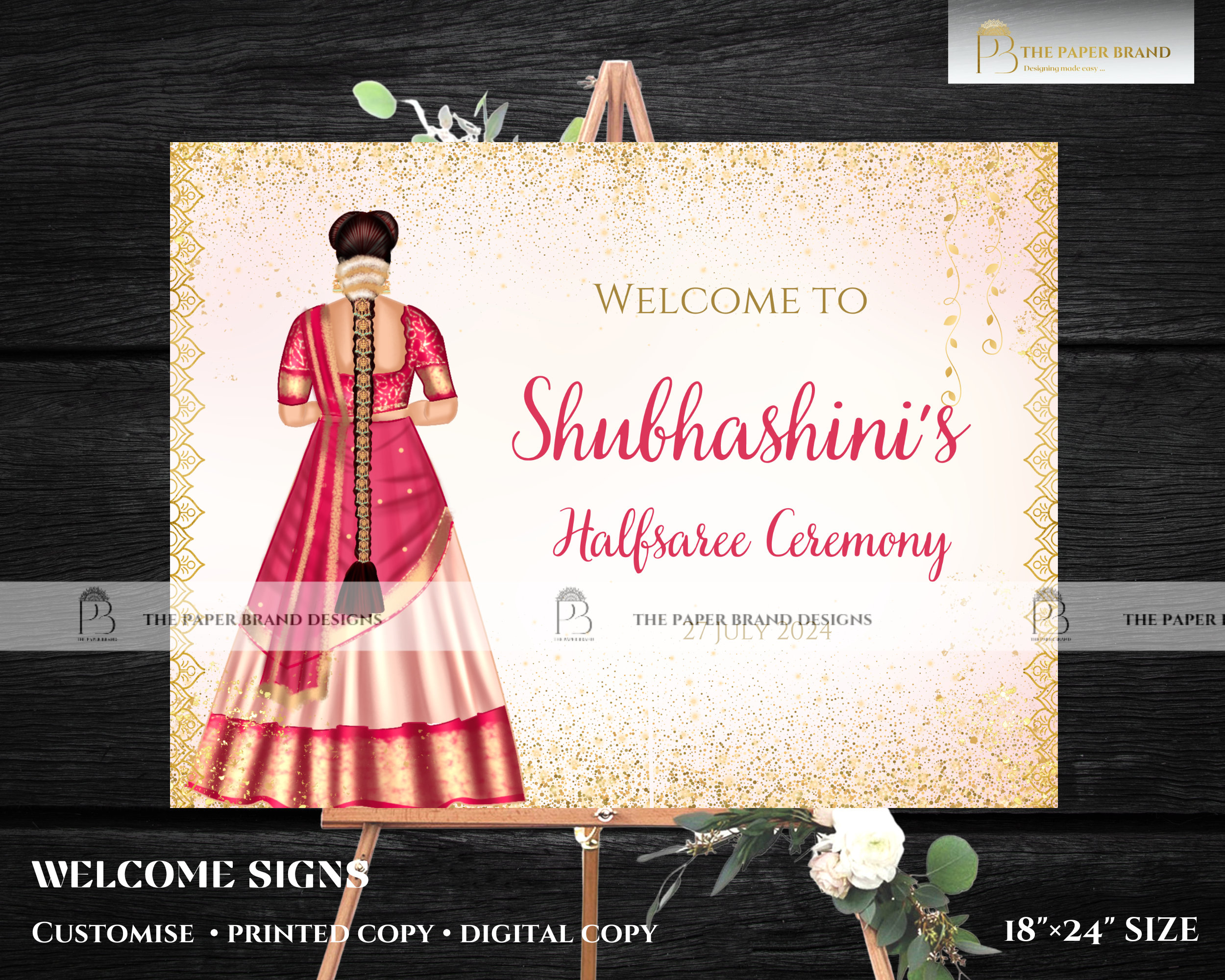 Half Saree Ceremony Poster, Half Saree Function Sign, Puberty ...