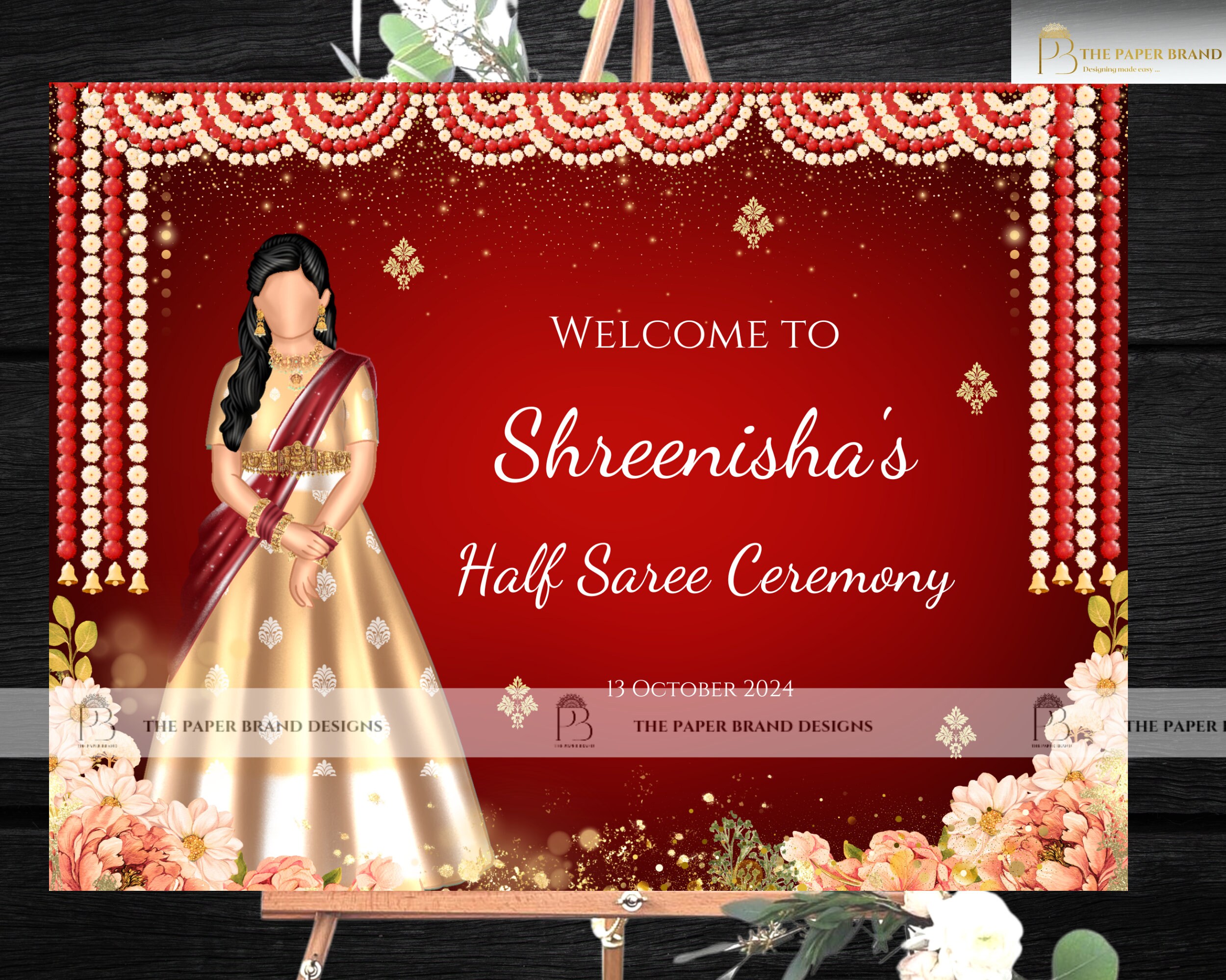 Half Saree Ceremony Poster, Half Saree Function Sign, Puberty ...