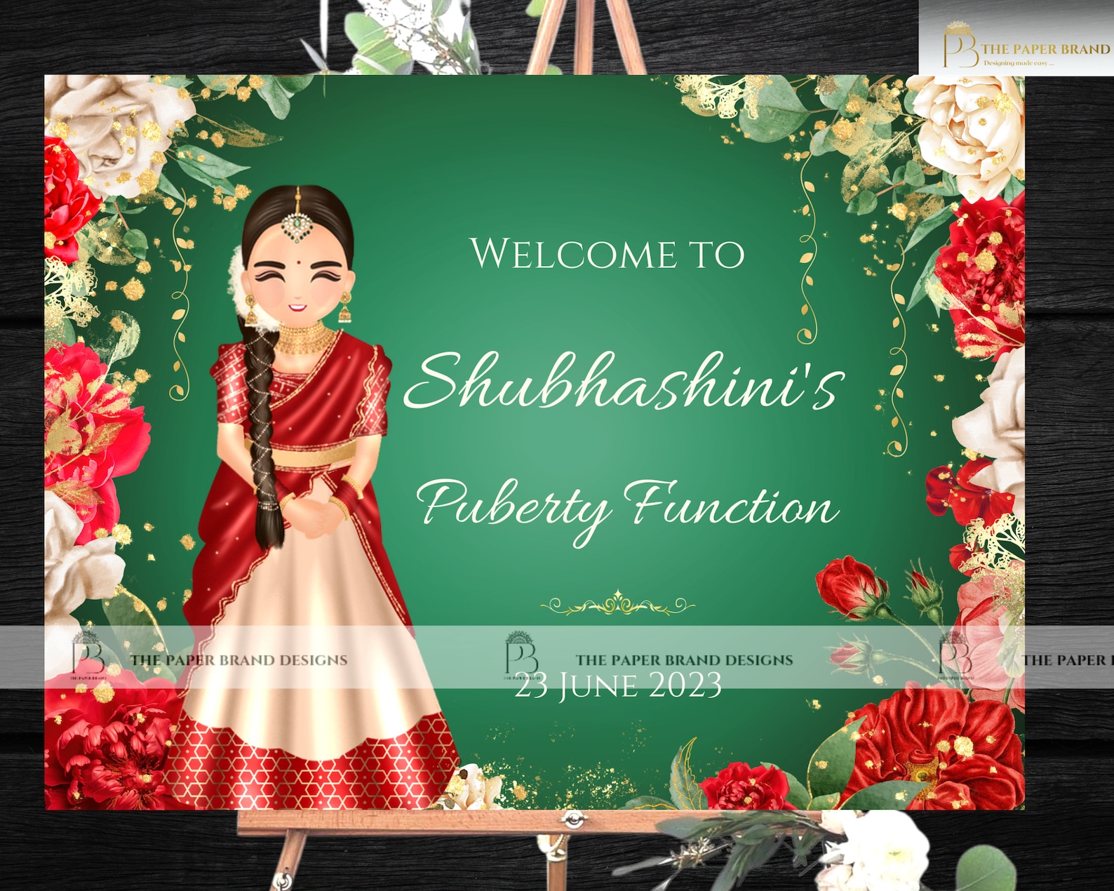 Half Saree Ceremony Poster, Half Saree Function Sign, Puberty ...