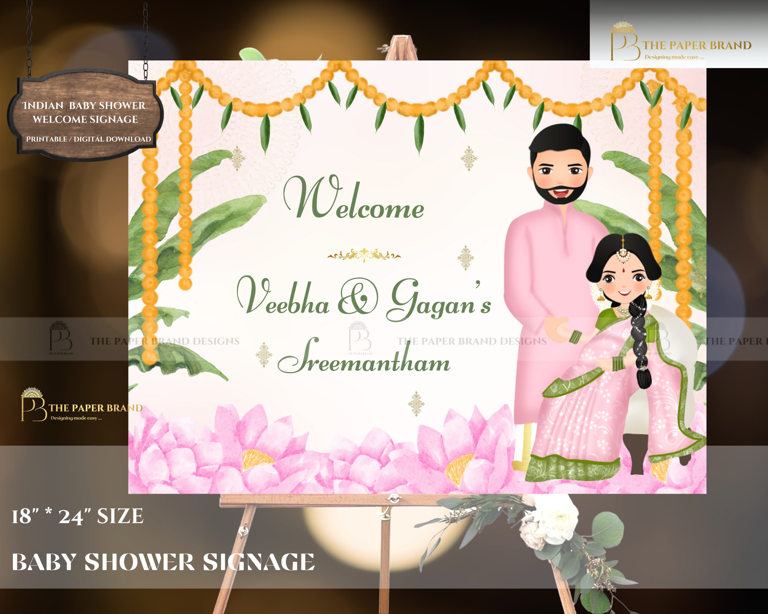 Indian Baby Shower Signs Valaikappu, Godh Bharai Ceremony Welcome ...