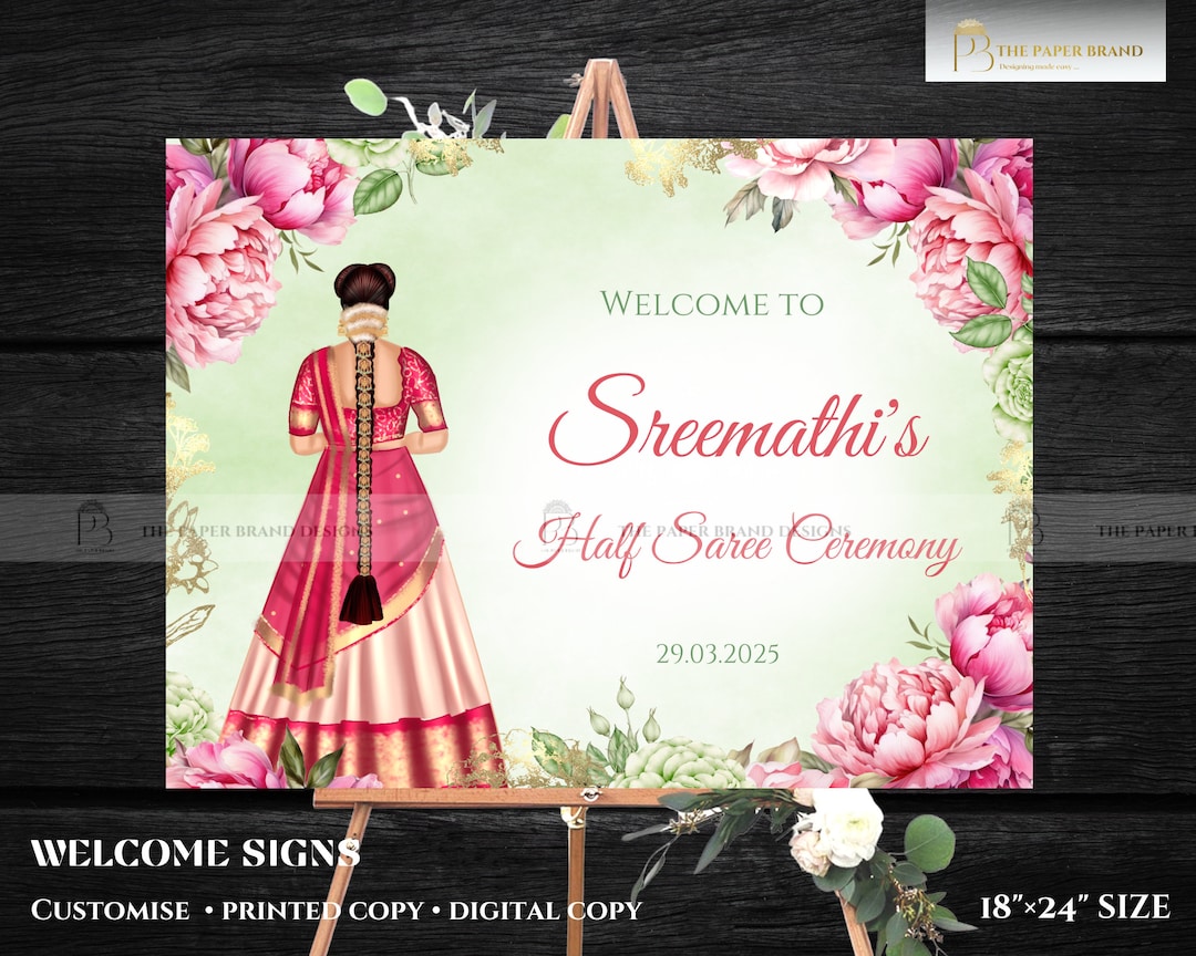 Half Saree Ceremony Poster, Half Saree Function Sign, Puberty ...