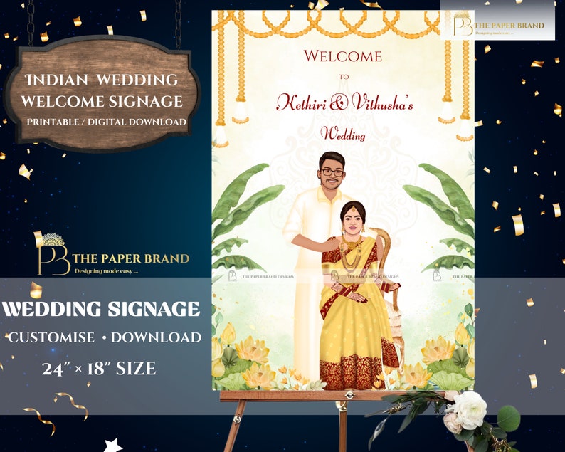 Indian Wedding Welcome Sign & Hindu Wedding Welcome Sign, Desi Wedding ...