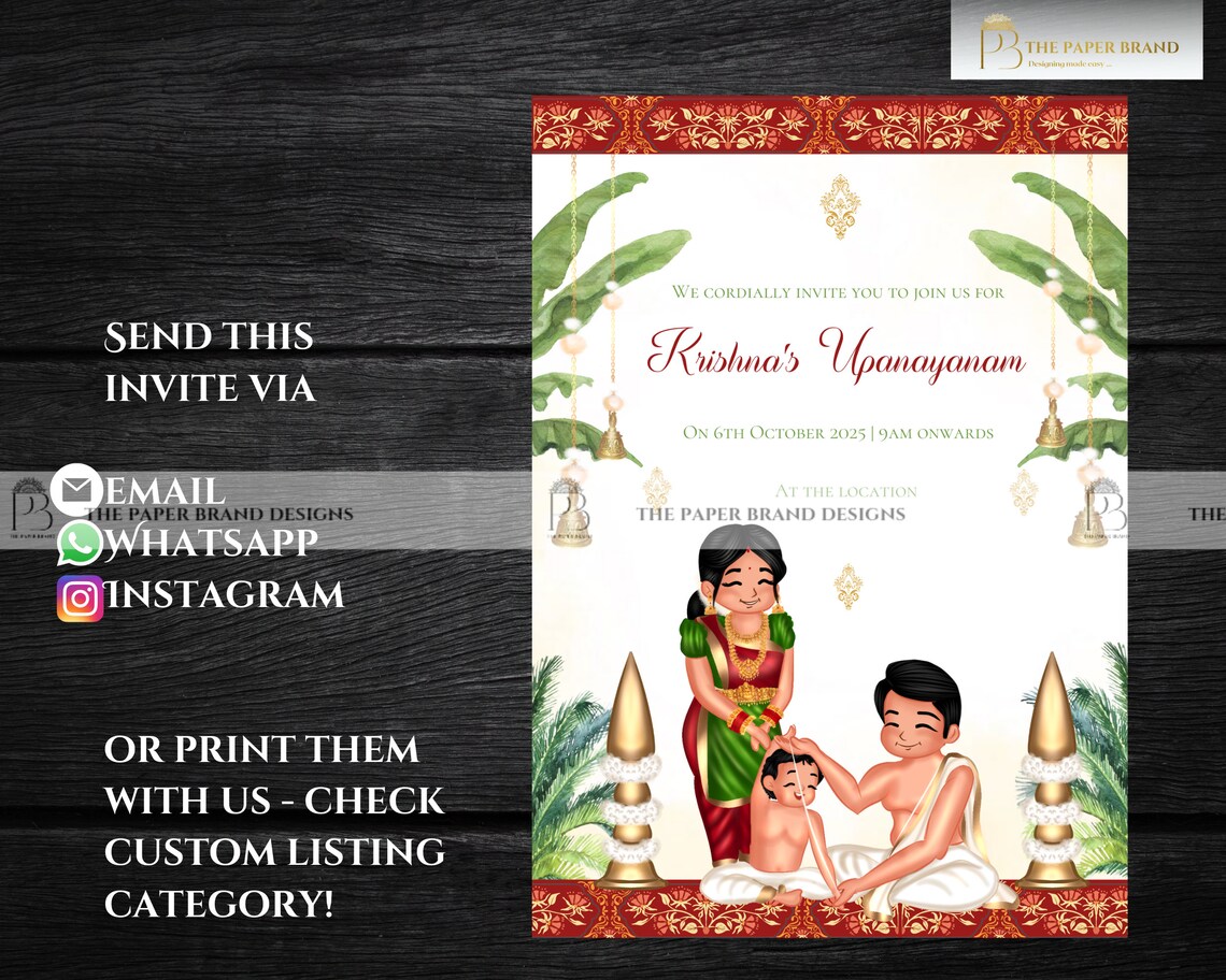 Upanayanam Invites in Thread Ceremony Invites Bhramin Invite ...
