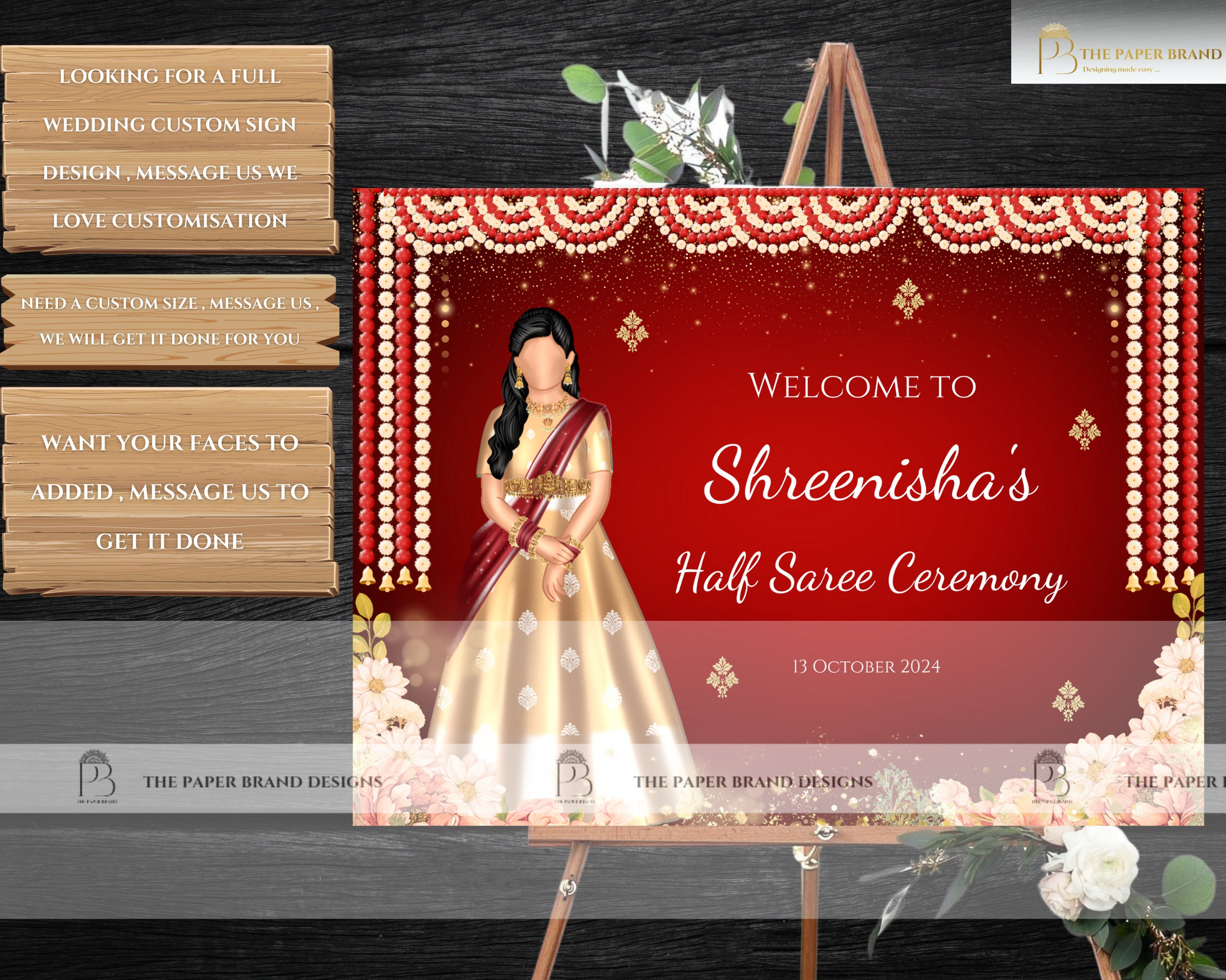 Half Saree Ceremony Poster, Half Saree Function Sign, Puberty ...