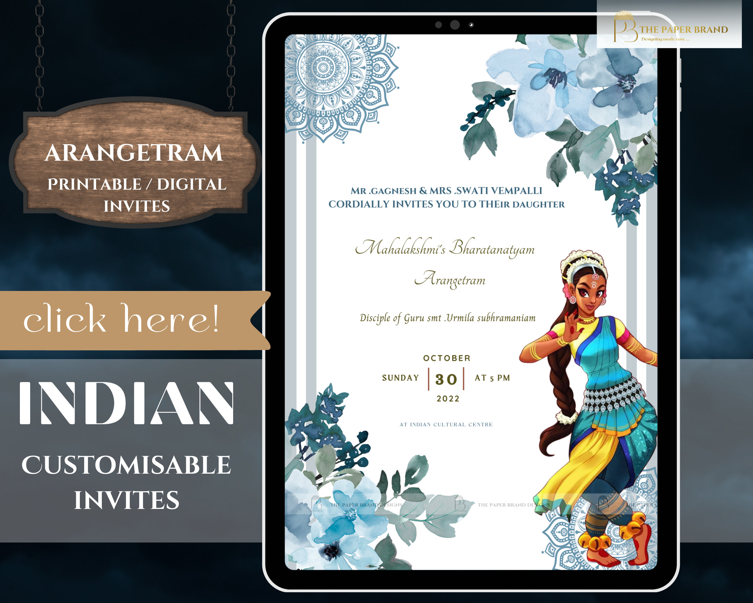 Indian Bharatanatyam Arangetram Invite | Arangetram Invite ...