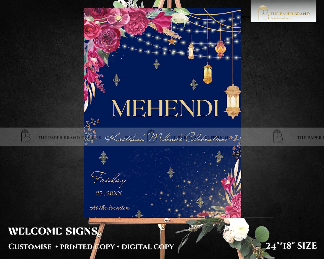 Mehendi Signs & Mehendi Night Welcome Board as Haldi Signs in Indian ...