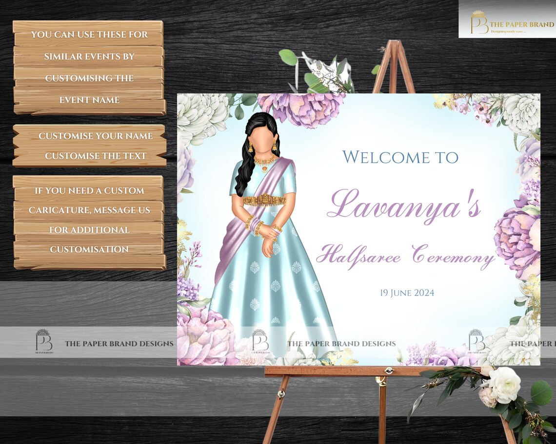 Half Saree Ceremony Poster, Half Saree Function Sign, Puberty ...