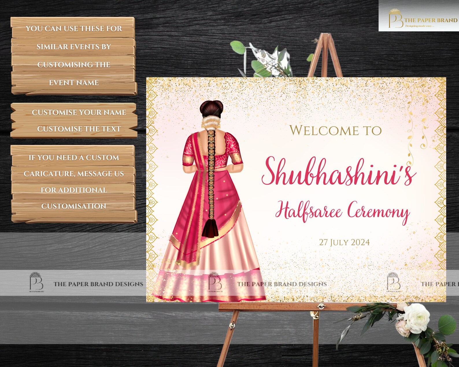 Half Saree Ceremony Poster, Half Saree Function Sign, Puberty ...