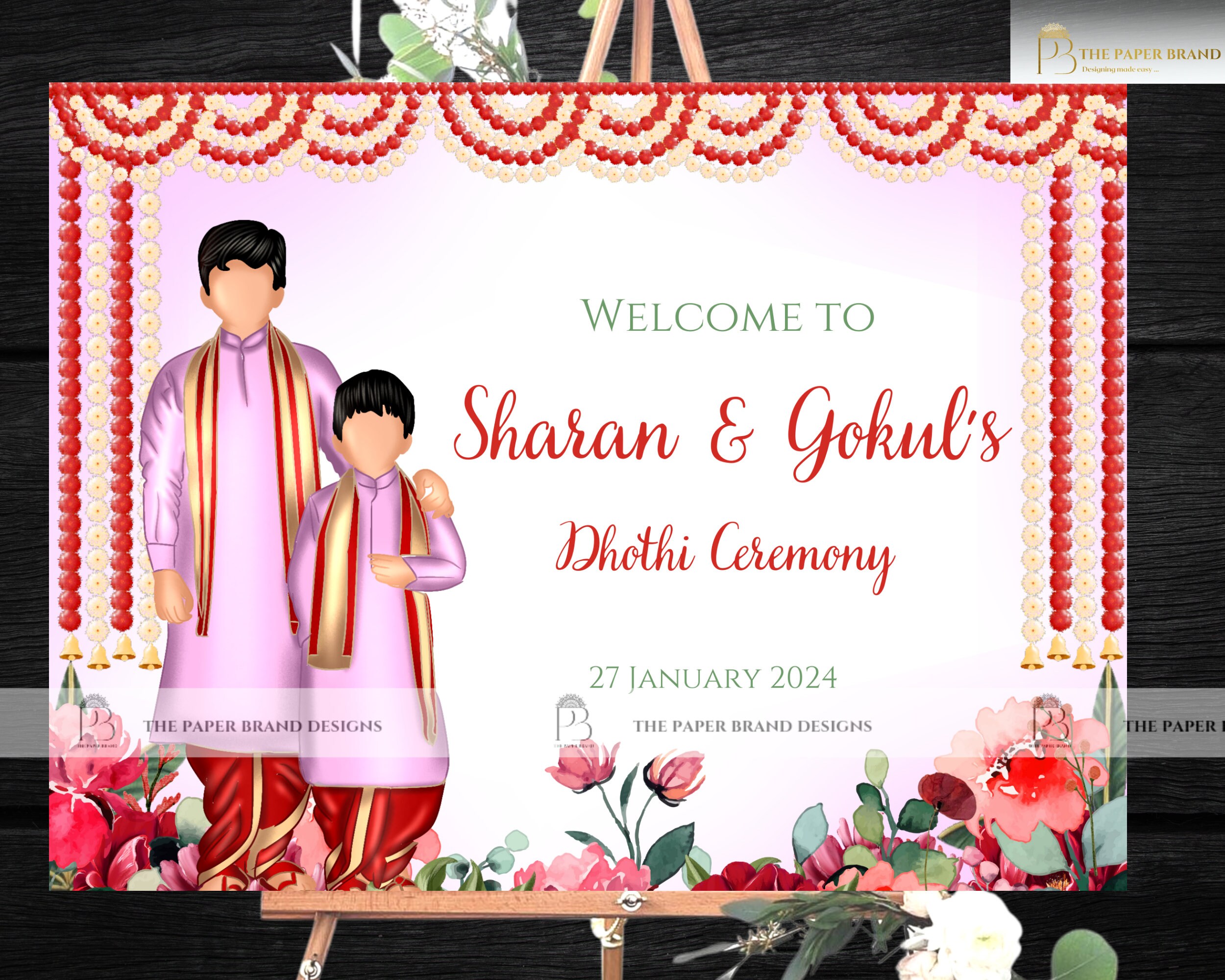 Dhoti Ceremony Poster, Dhothi Function Sign, Puberty Invitation, Dhothi ...