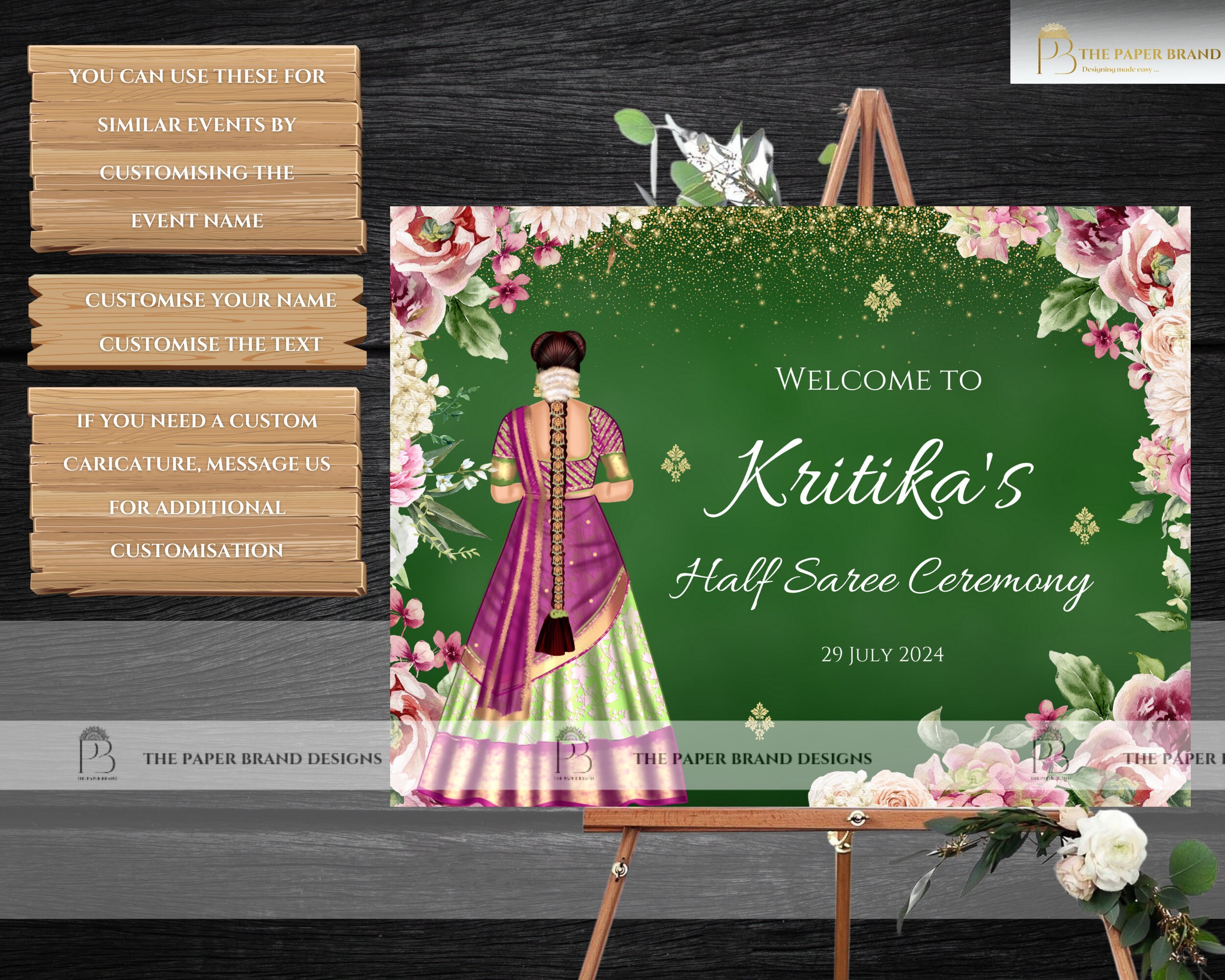 Half Saree Ceremony Poster, Half Saree Function Sign, Puberty ...