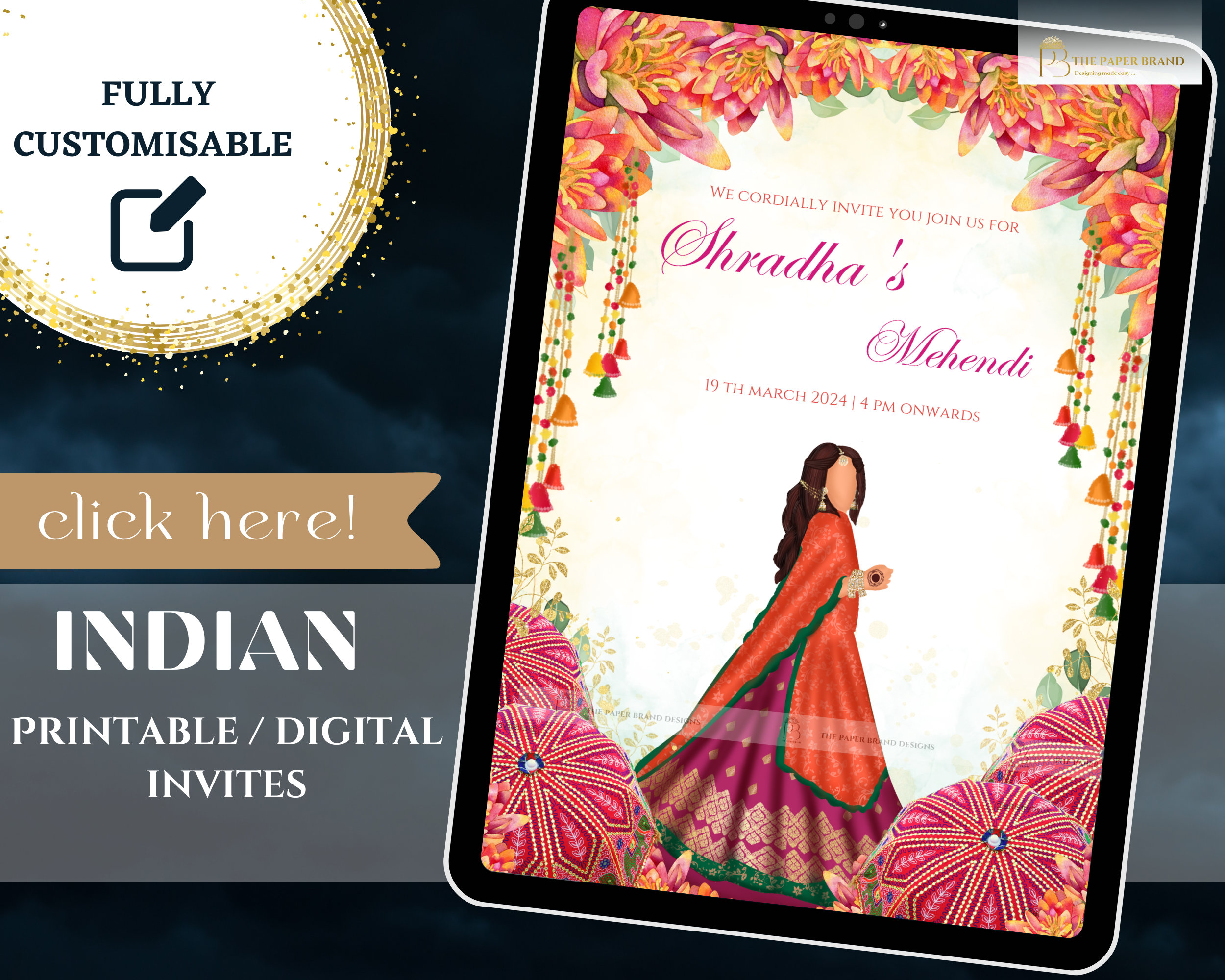 Mehendi Invites & Pithi Invites haldi Party Invites Mehndi - Etsy