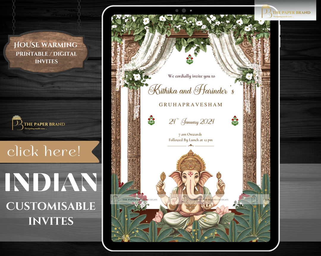 Indian Housewarming Invite | Gruha Pravesam Invitation Invite ...