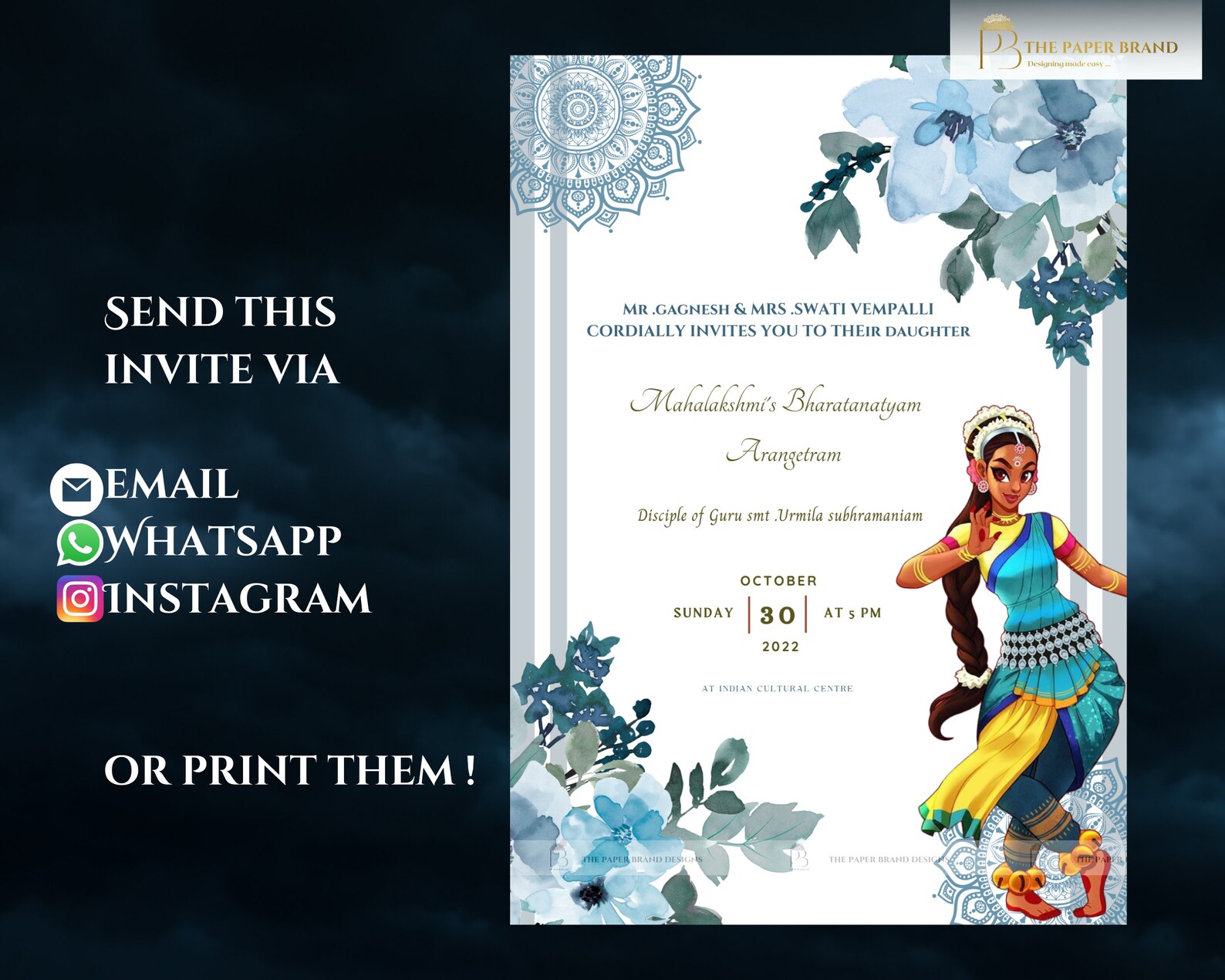 Indian Bharatanatyam Arangetram Invite | Arangetram Invite ...