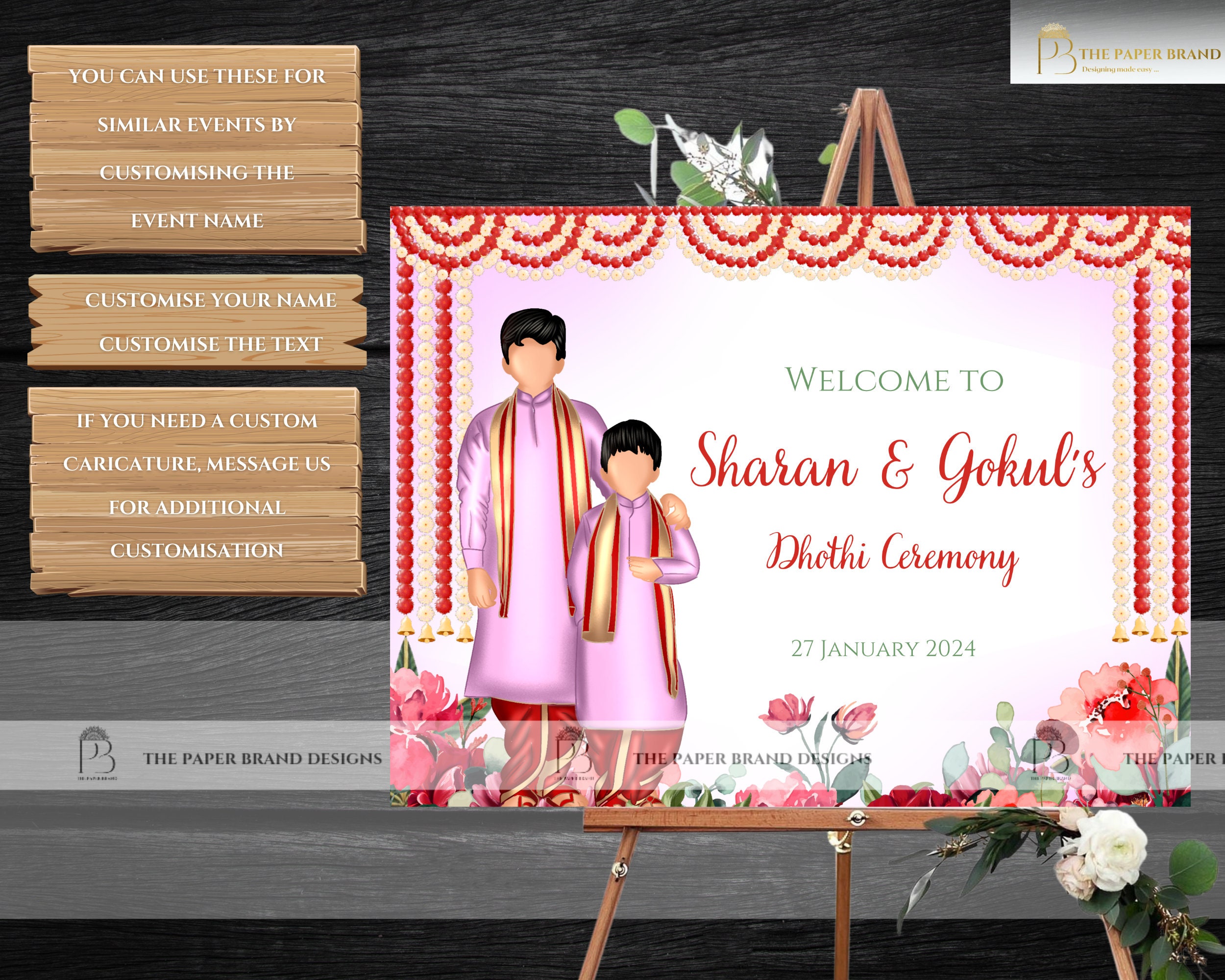 Dhoti Ceremony Poster, Dhothi Function Sign, Puberty Invitation, Dhothi ...