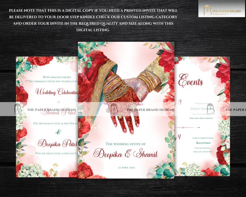 Indian Wedding Invitation as Illustration Hindu Digital Invitation in ...