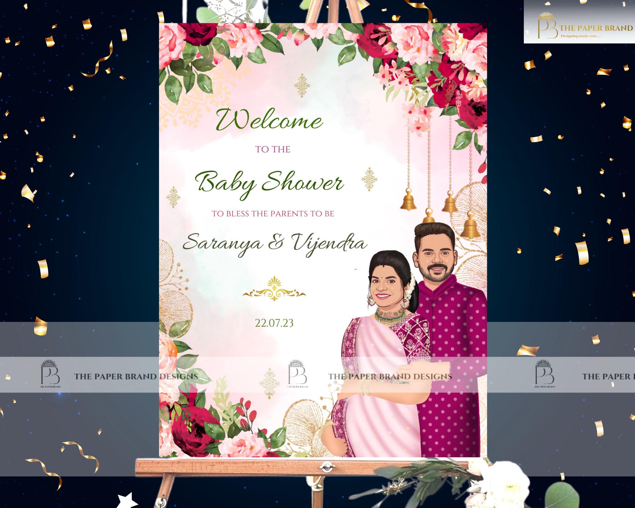 Indian Baby Shower Signs | Valaikappu, Godh Bharai Ceremony Welcome ...