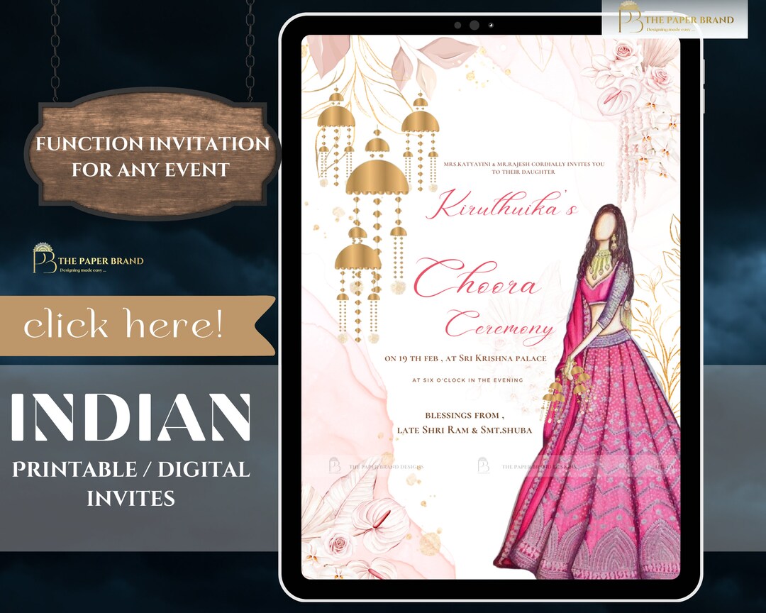 Choora Ceremony Invites as Choora Invites , Sangeet Invites in Wedding ...