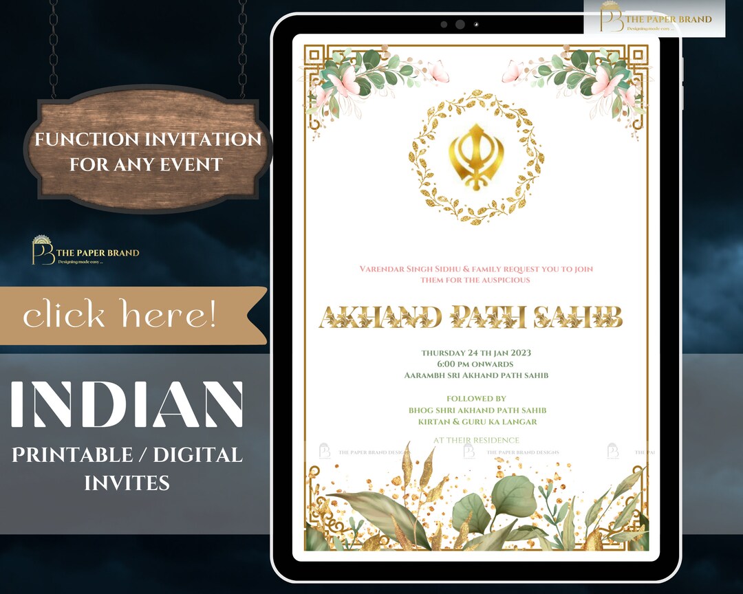 Elegant Akhand Path Invite Digital, Sri Akhand Path Sahib Invite , Sikh ...