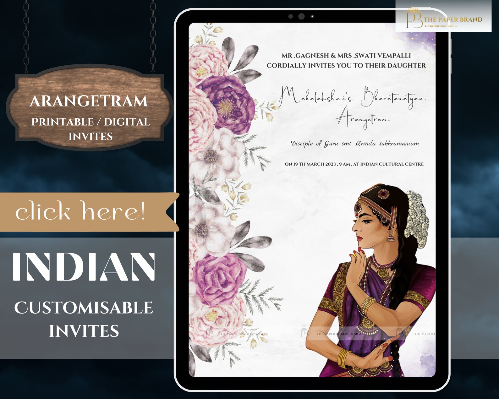 Indian Bharatanatyam Arangetram Invite | Arangetram Invite ...