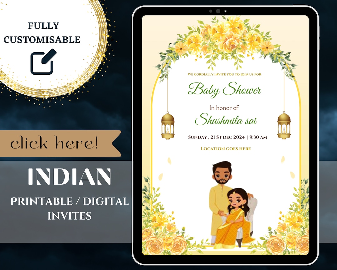 Indian Baby Shower Phone Invite | Valaikappu, Godh Bharai Ceremony ...