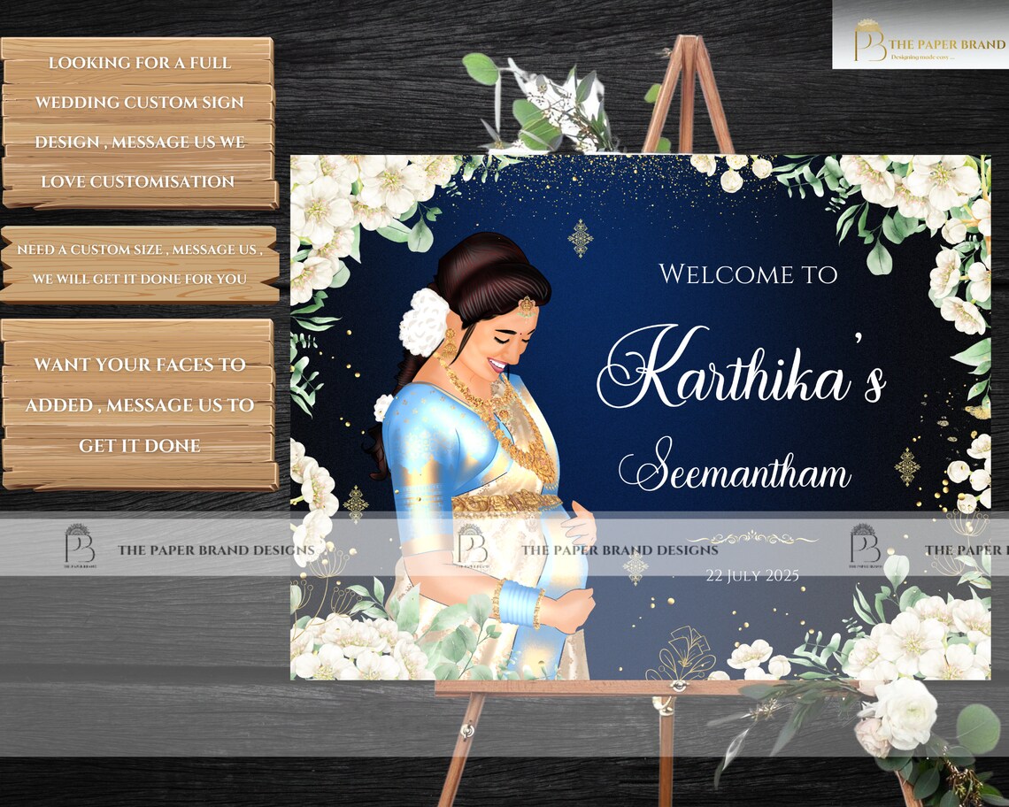 Indian Baby Shower Signs | Valaikappu, Godh Bharai Ceremony Welcome ...