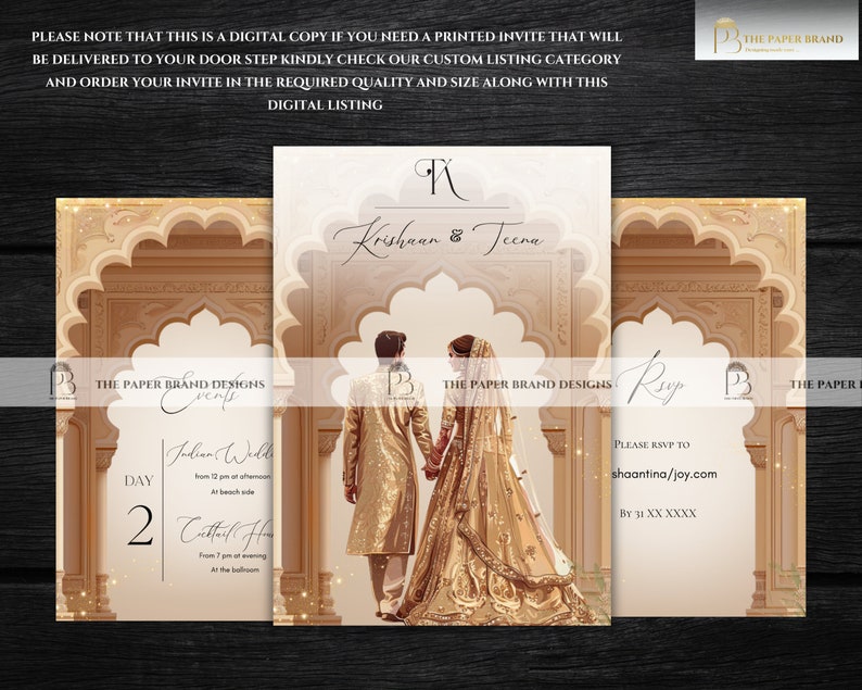 Indian Wedding Invitation as Illustration Hindu Digital Invitation in ...