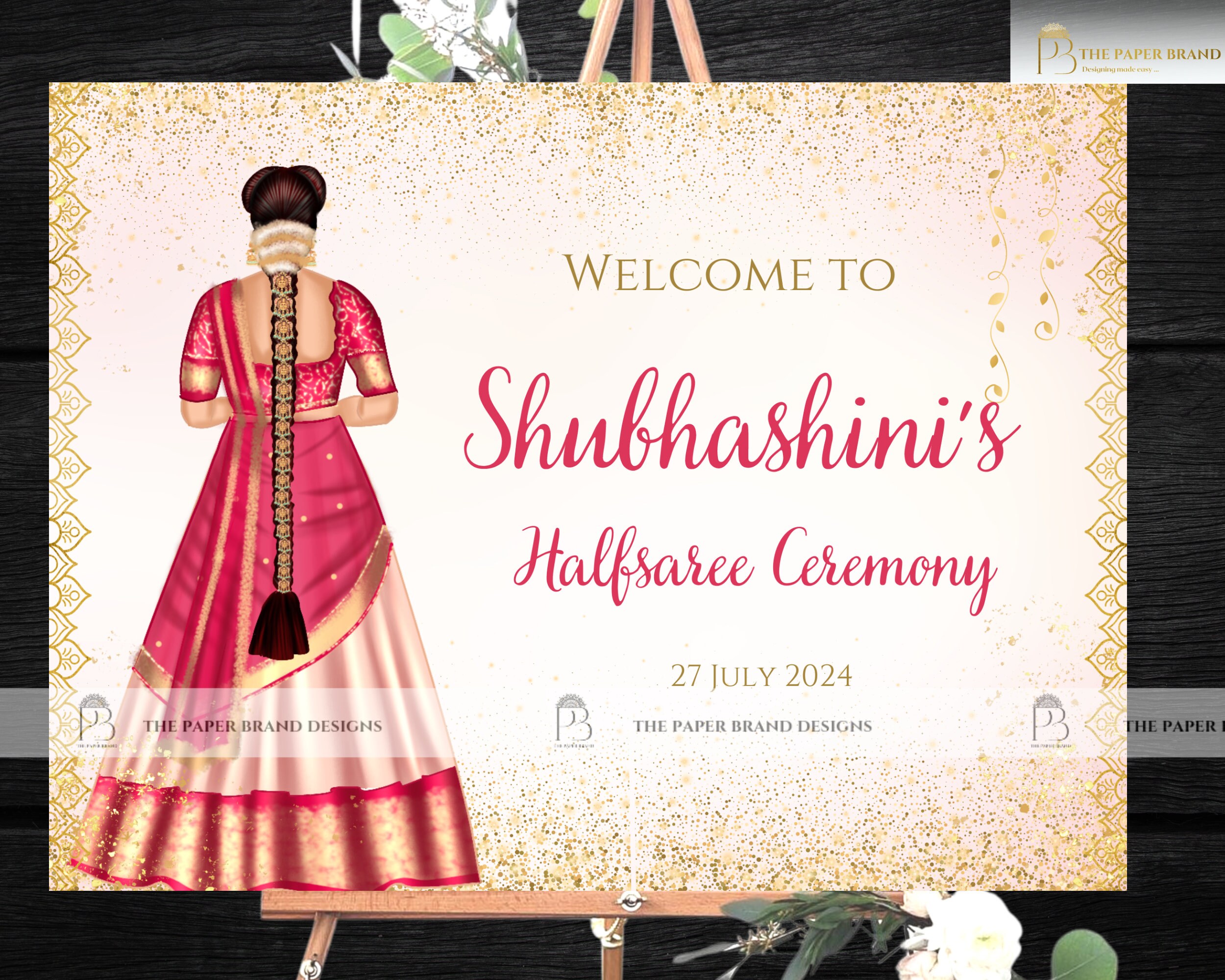 Half Saree Ceremony Poster, Half Saree Function Sign, Puberty ...