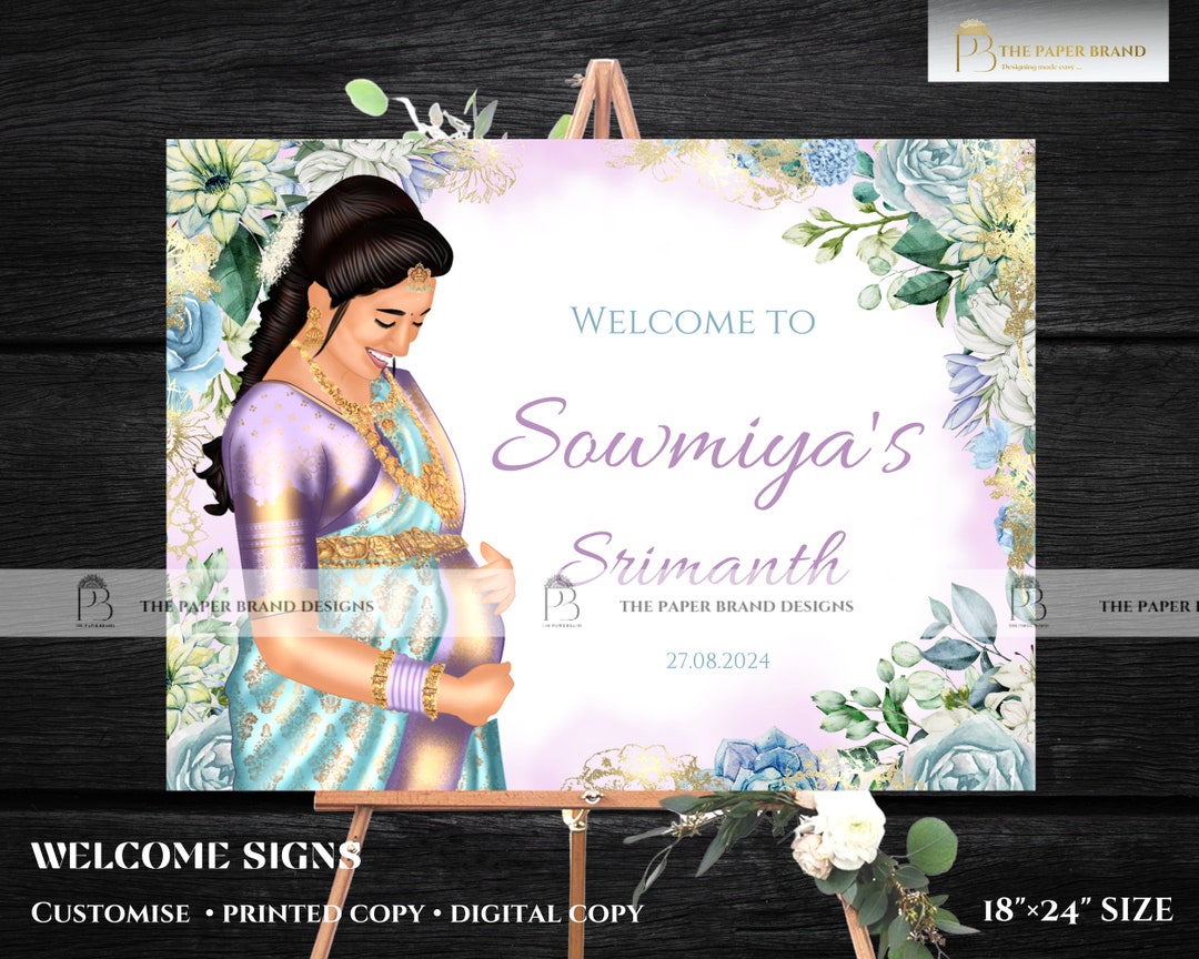 Buy Indian Baby Shower Signs | Valaikappu, Godh Bharai Ceremony Welcome ...
