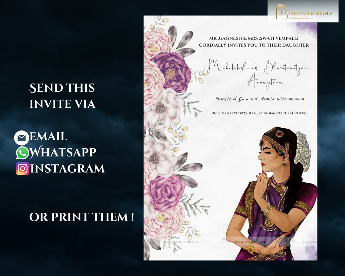 Indian Bharatanatyam Arangetram Invite Arangetram Invite ...