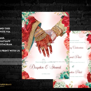 Indian Wedding Invitation as Illustration Hindu Digital Invitation in ...