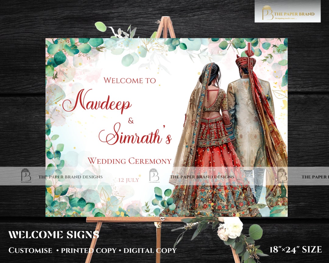 Indian Wedding Welcome Board as Hindu Welcome Signage, Hindu Wedding ...