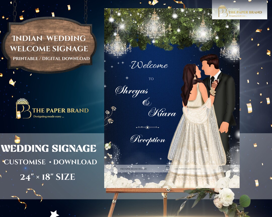 Indian Reception Welcome Sign,indian Wedding Poster &welcome Board as ...