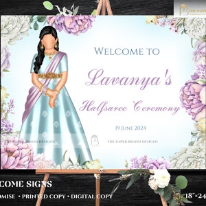 Half Saree Ceremony Poster, Half Saree Function Sign, Puberty ...
