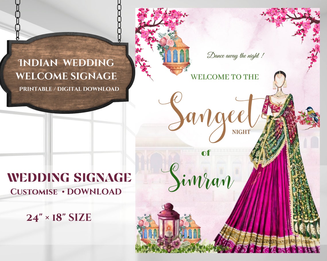 Sangeet Welcome Signs & Sangeet Signs, Haldi Posters to Sangeet Welcome ...
