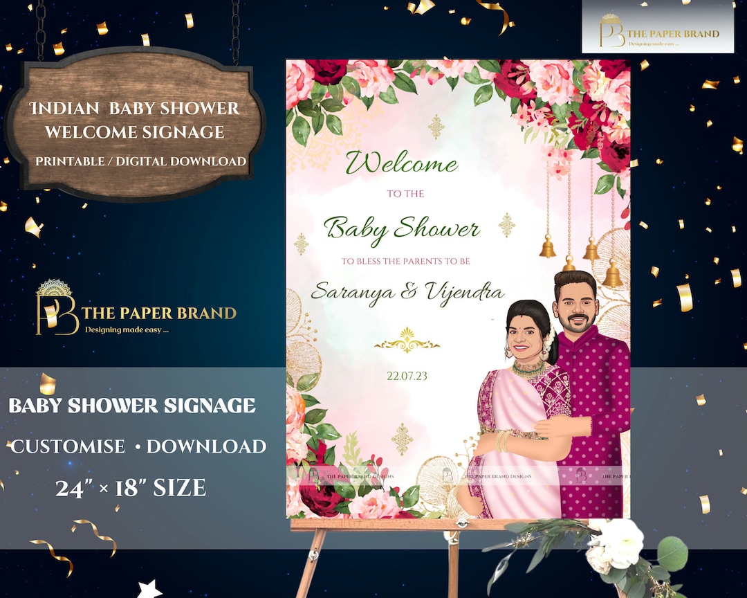 Indian Baby Shower Signs | Valaikappu, Godh Bharai Ceremony Welcome ...